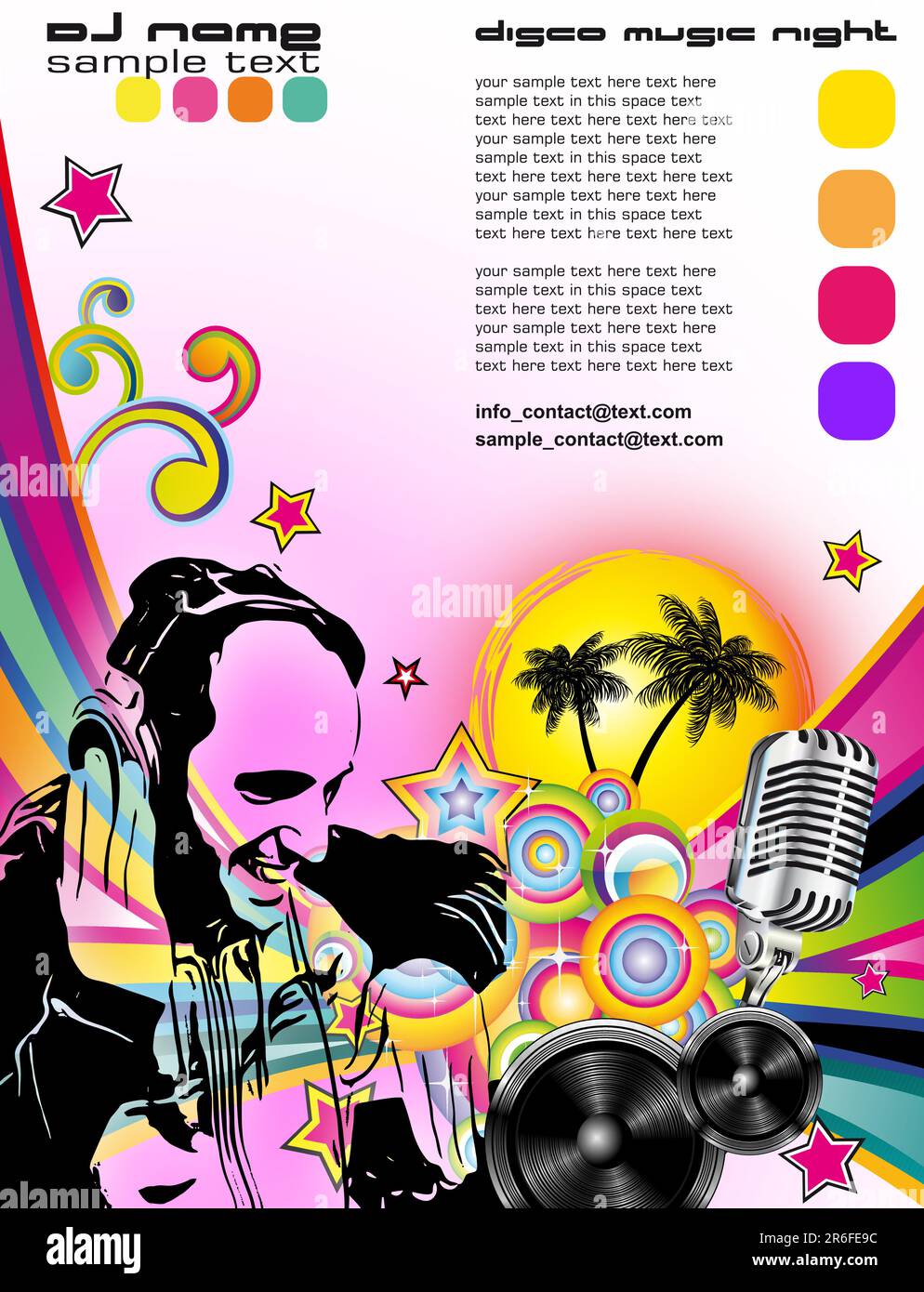 Disk Jockey Shape in colorful Music Contest Background for Disco Flyers ...
