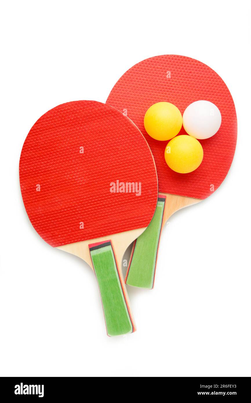 Ping pong rackets and ball isolated on white background. Top view Stock ...