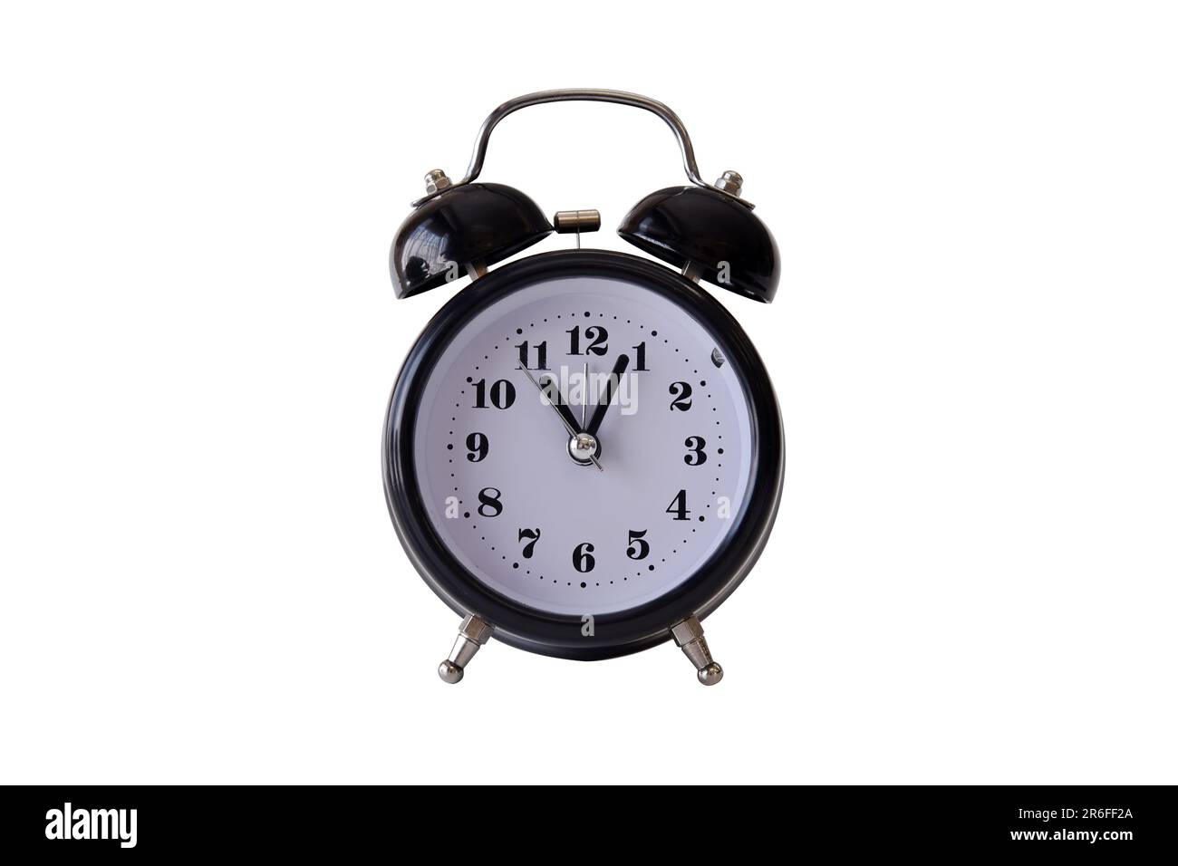 Black alarm clock isolated on white background, work with clipping path ...