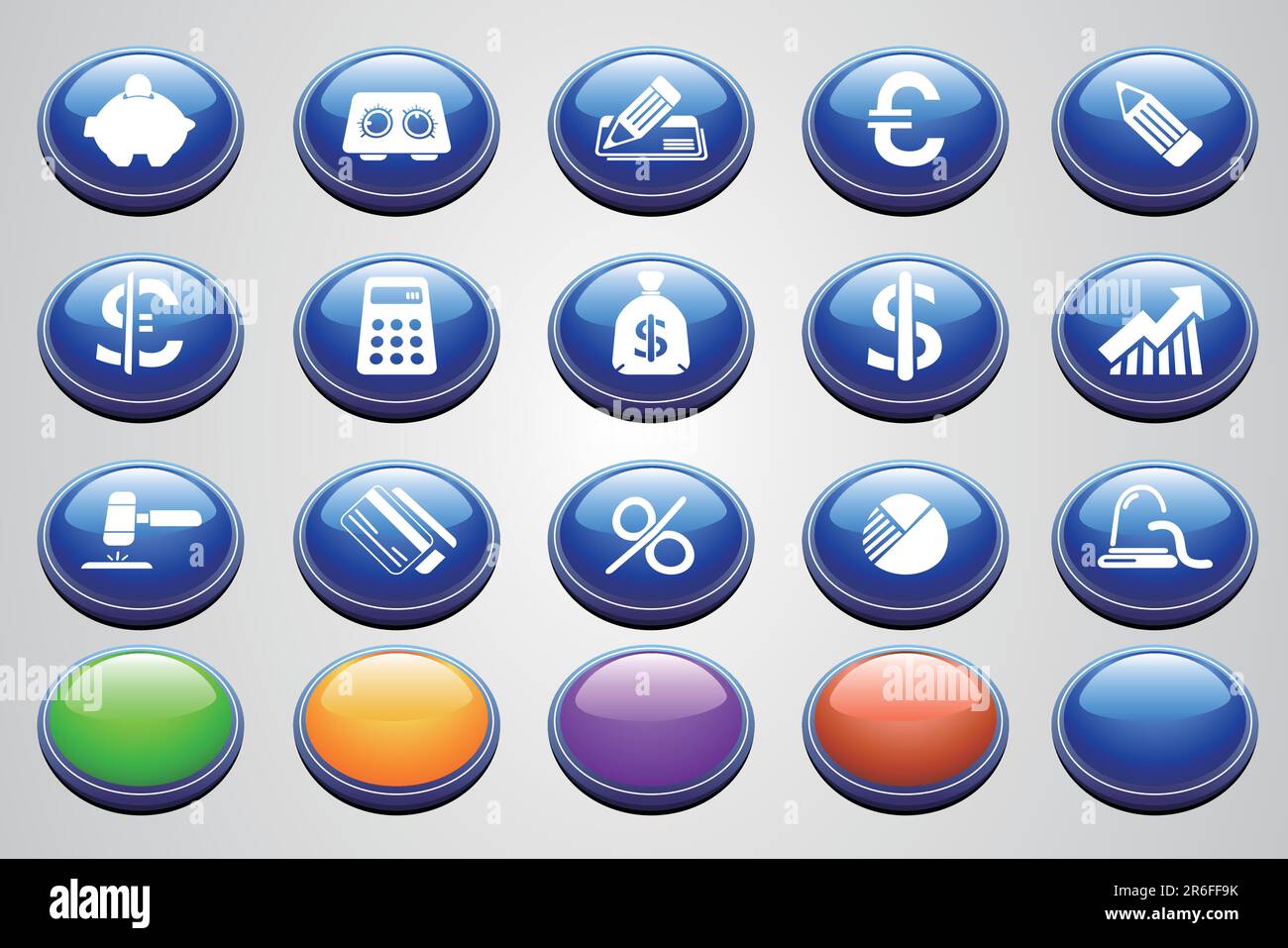 Finance and Banking icons Round Perspective series Stock Vector Image ...