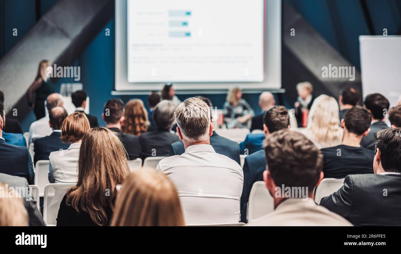 Round table discussion at business conference meeting event.. Audience ...