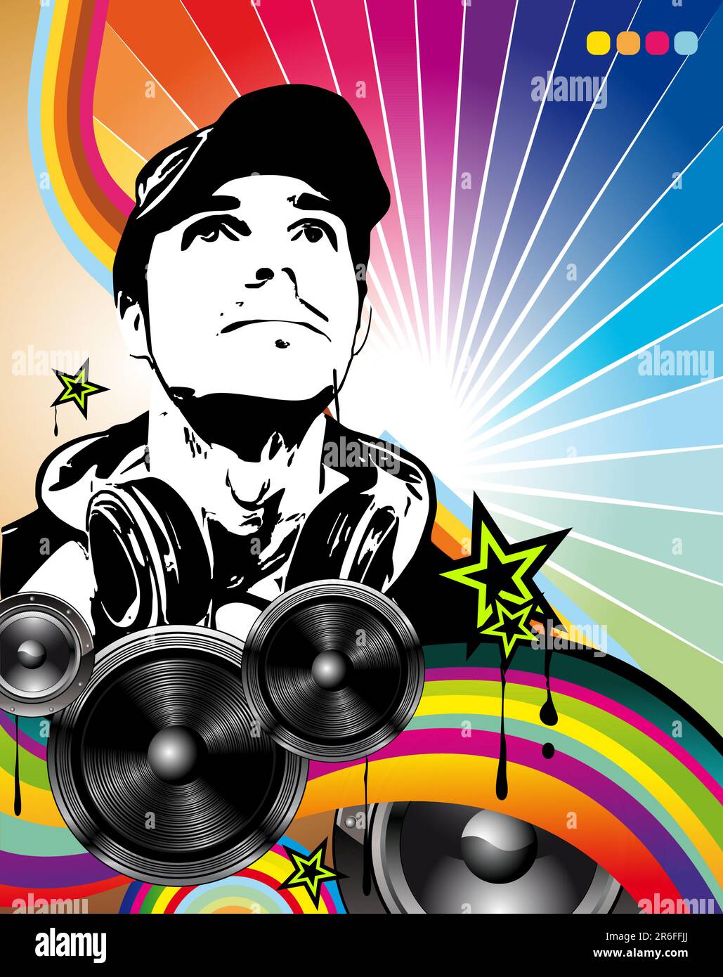 Suggestive disk jockey shape on abstract music background for ...