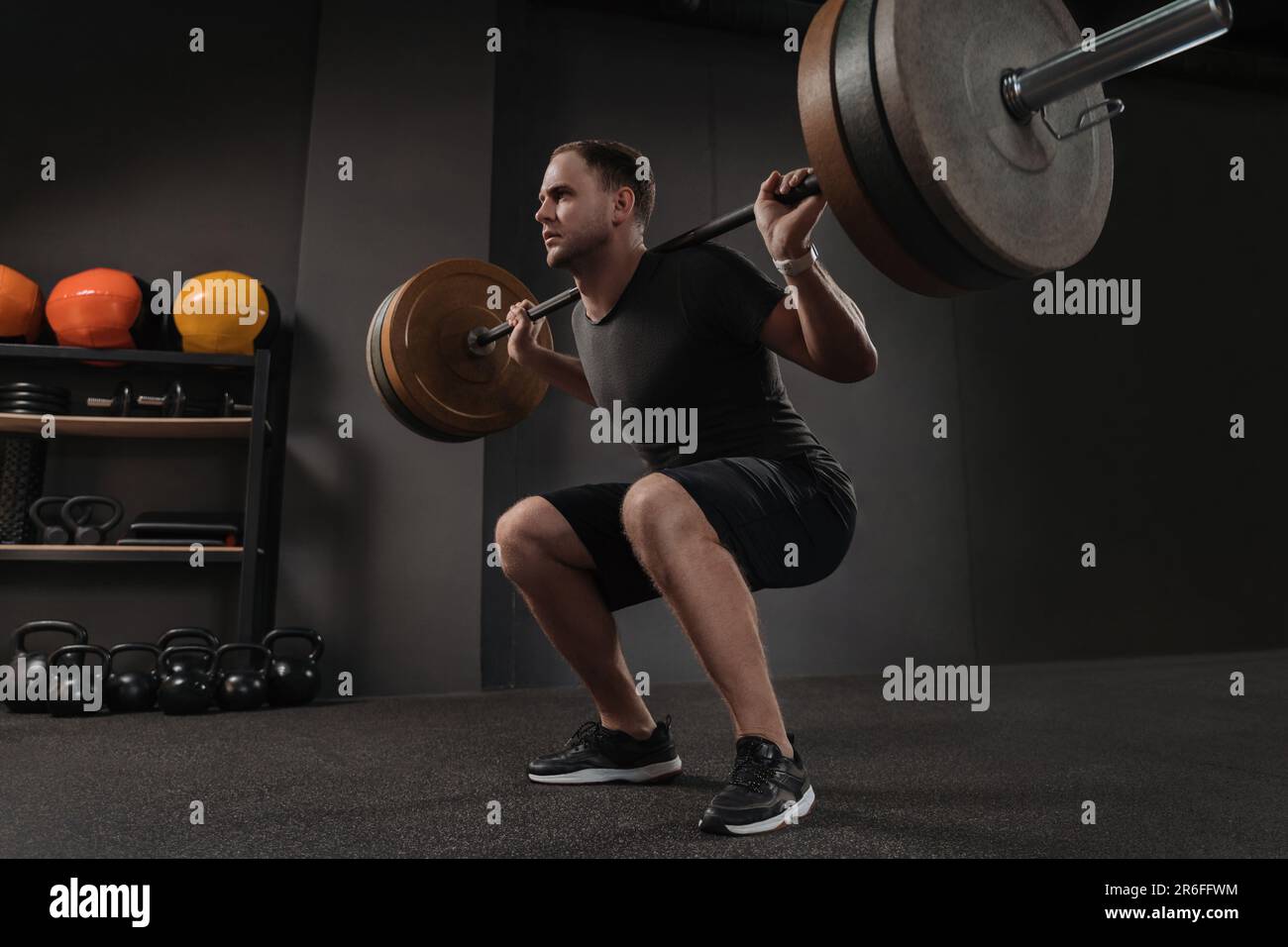 Crossfit and workout concept. Strong motivated focused short hair ...