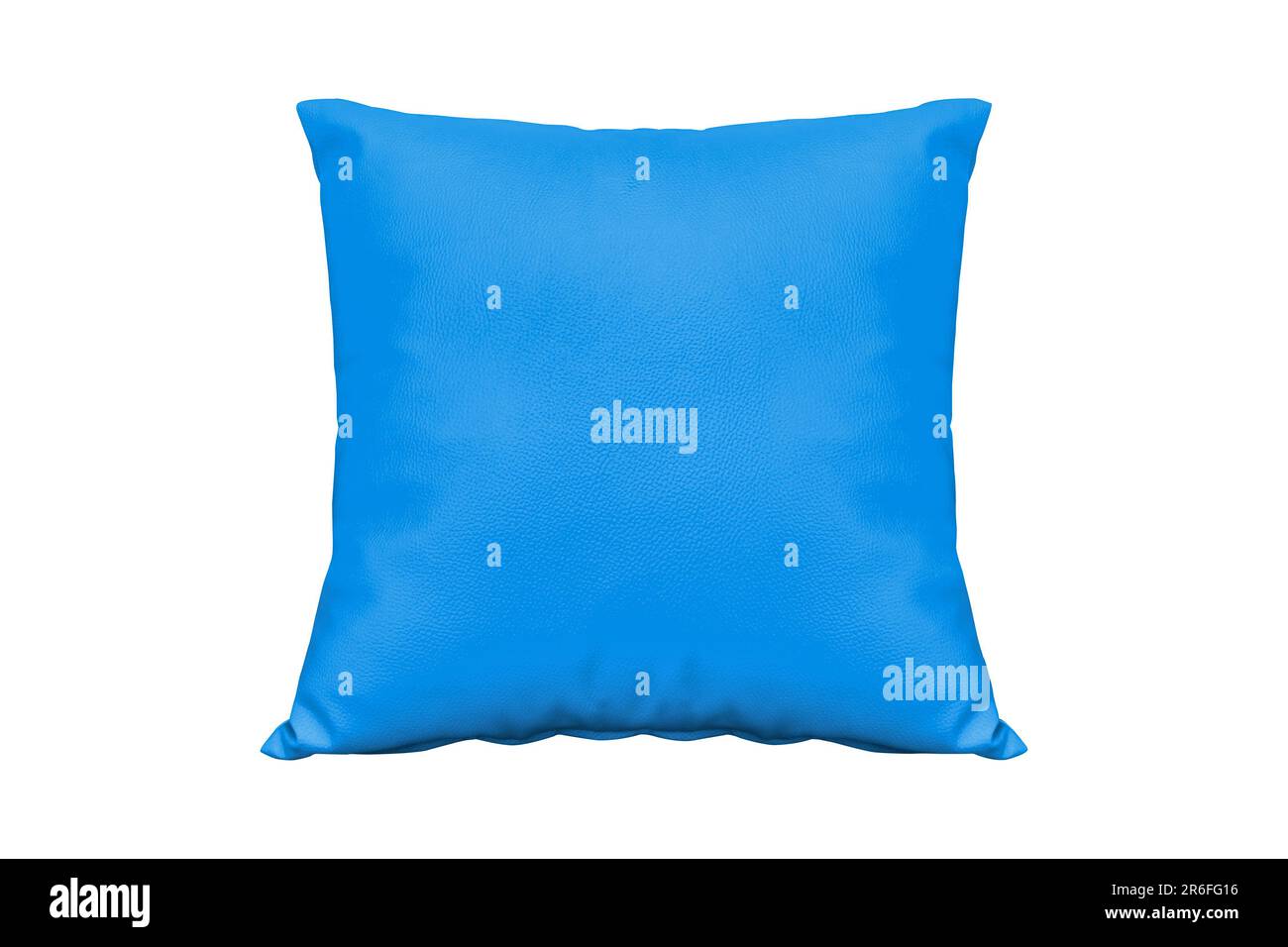 Cyan leather pillow isolated on white background. Work with clipping ...