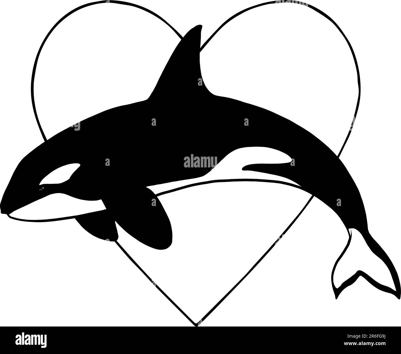 vector Orca love black and white cartoon symbol icon Stock Vector Image ...
