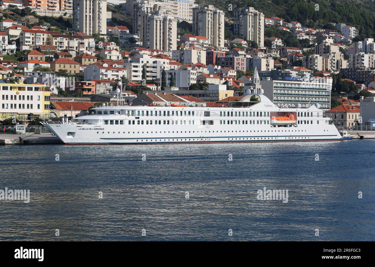 Cruise ship La Belle de l'Adriatique moored in Dubrovnik port, Croatia ...