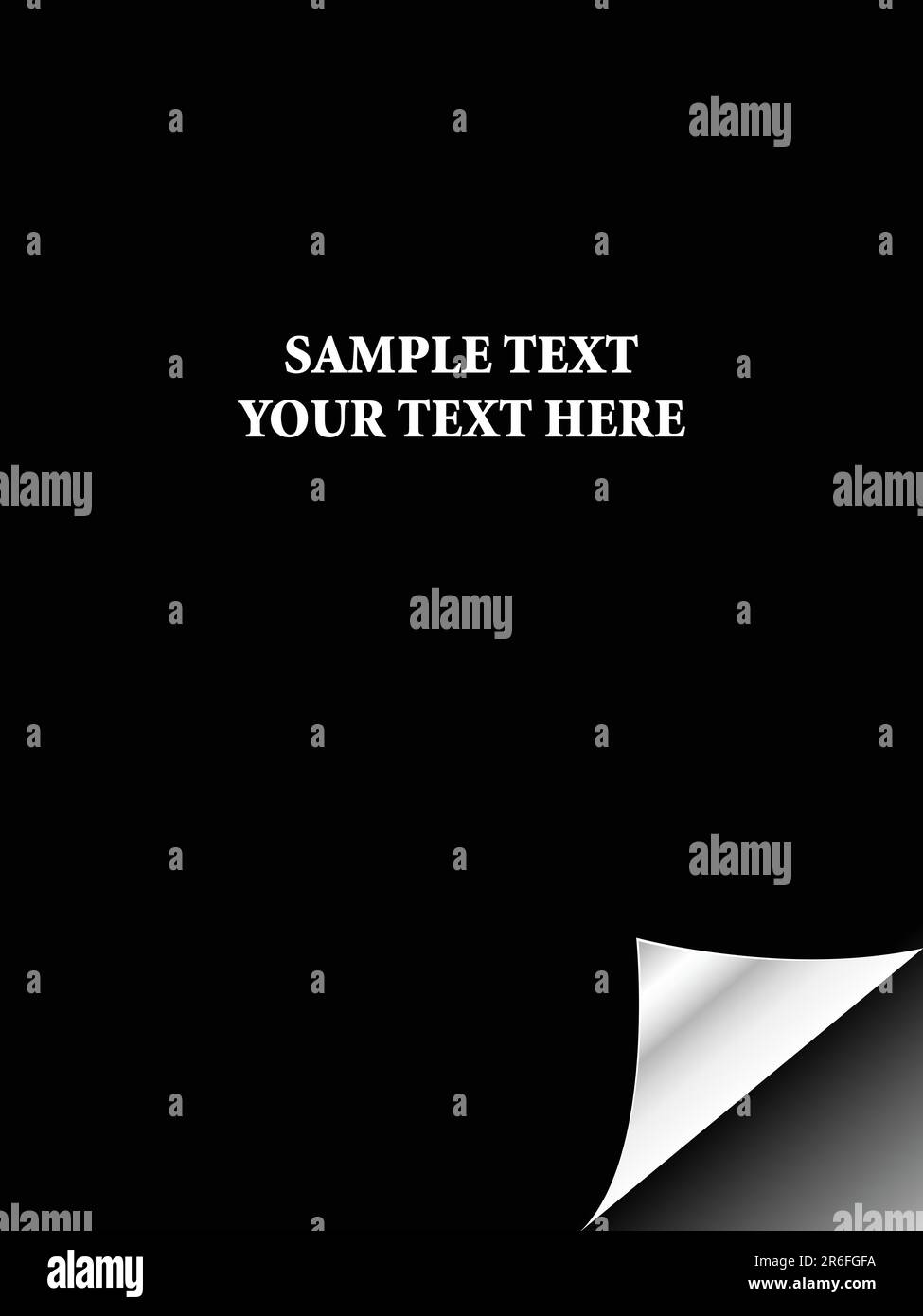 Black paper with realistic page curl. Copy space for image or text ...