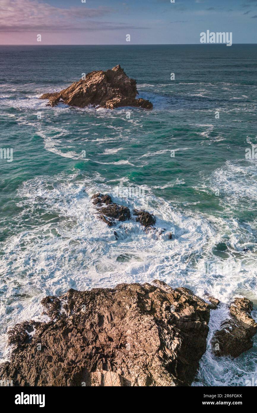 A spectacular aerial view of the small rocky uninhabited island called ...
