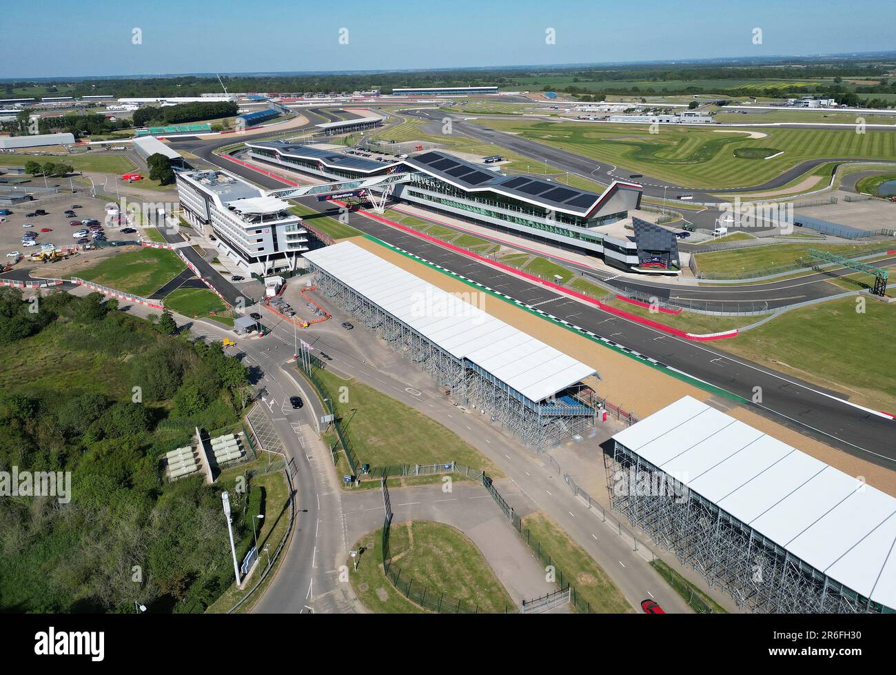 An image taken from a drone of The Wing complex and pitlane at ...