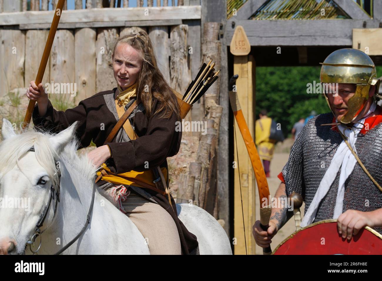 Roman Fort, Roman Event, Park in the Past, Auxilia, Holt, Wrexham, North East Wales Stock Photo ...