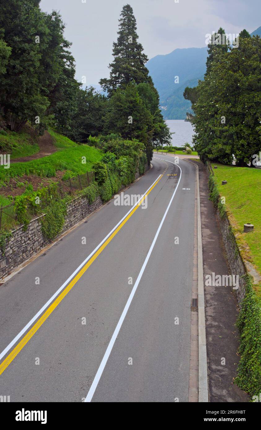 overview of a road along Lake Como, Lombardy, Italy Stock Photo - Alamy