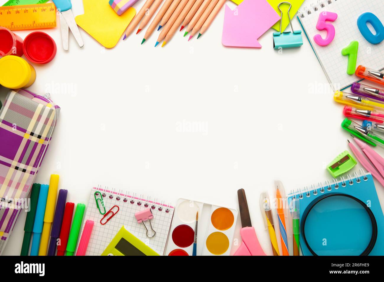 School supplies isolated on white background. Back to school concept ...