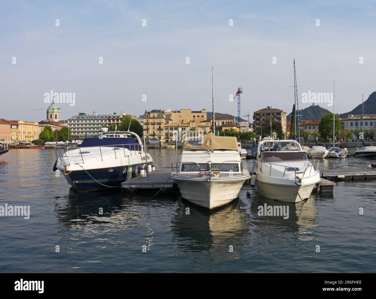 motorboats mooring at marina, Como, Italy Stock Photo - Alamy