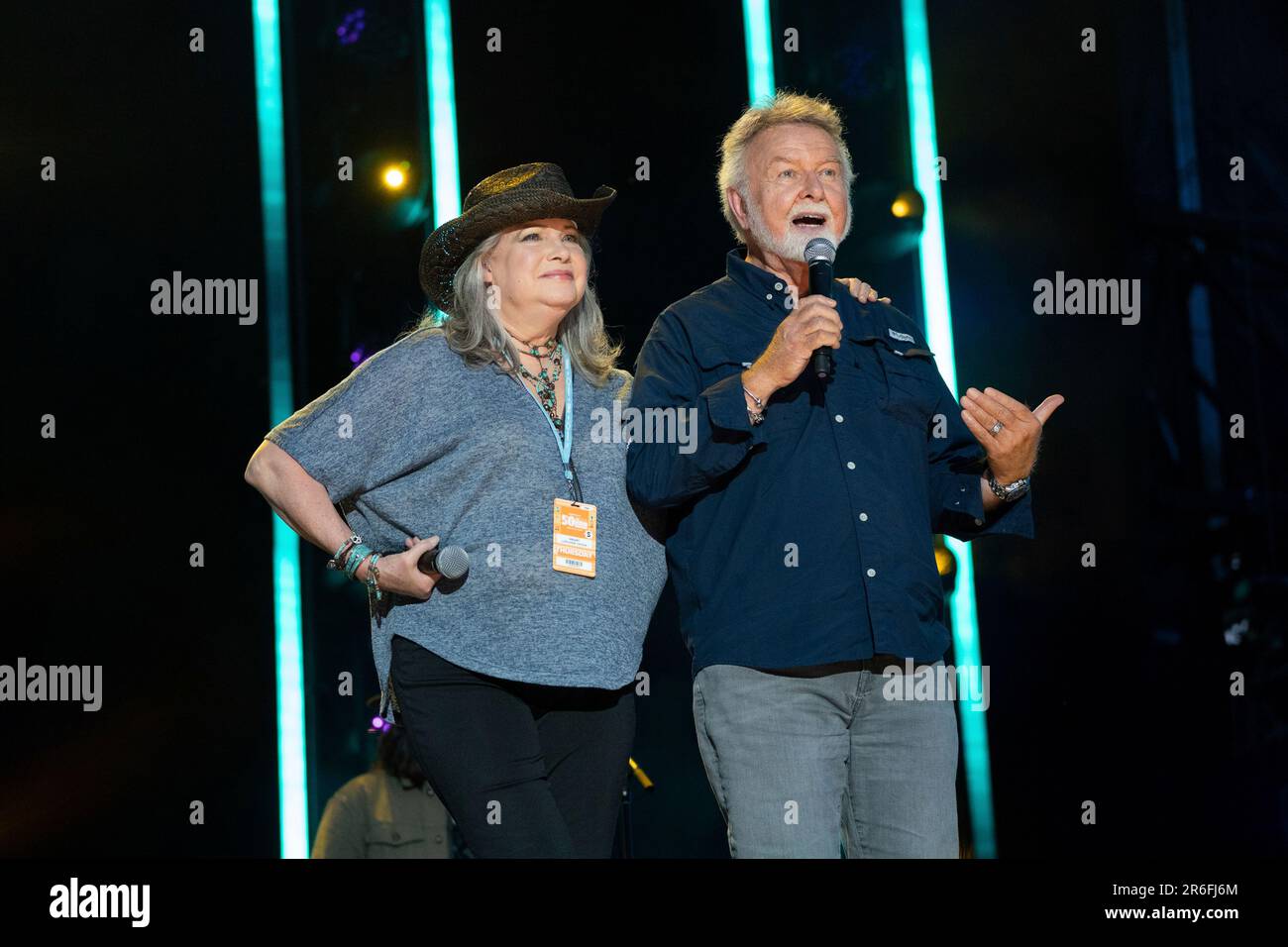 Lorianne Crook, left, and Charlie Chase are seen during the 2023 CMA ...