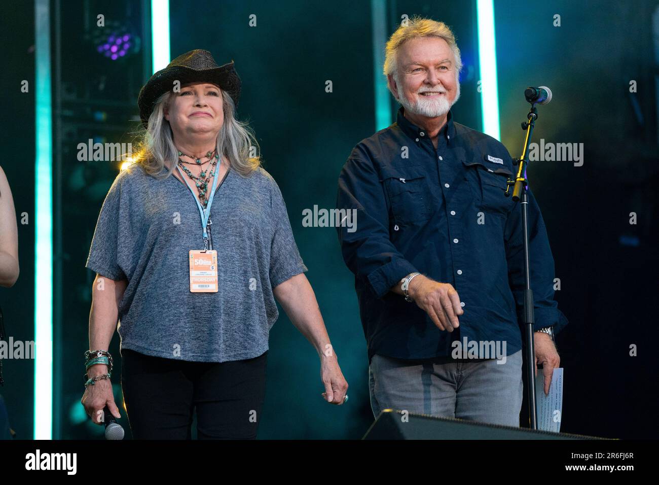 Lorianne Crook, left, and Charlie Chase are seen during the 2023 CMA ...