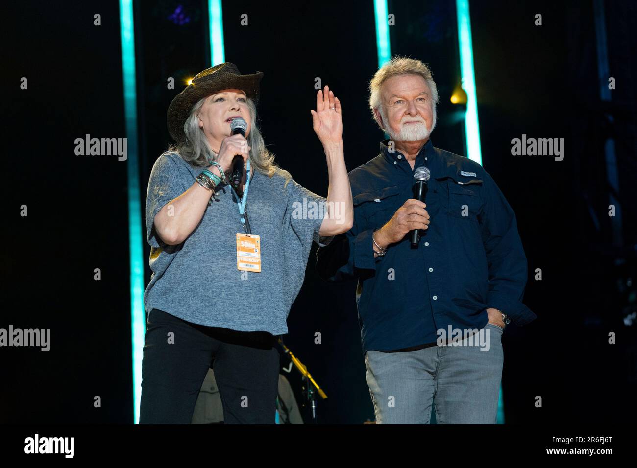 Lorianne Crook, left, and Charlie Chase are seen during the 2023 CMA ...