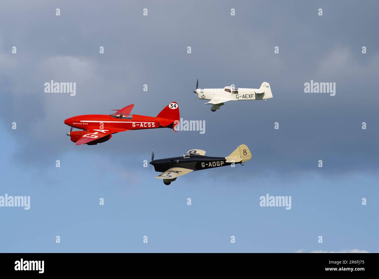 Shuttleworth Collection, DH 88 Comet Racer, Mew Gull and Hawk Speed Six ...