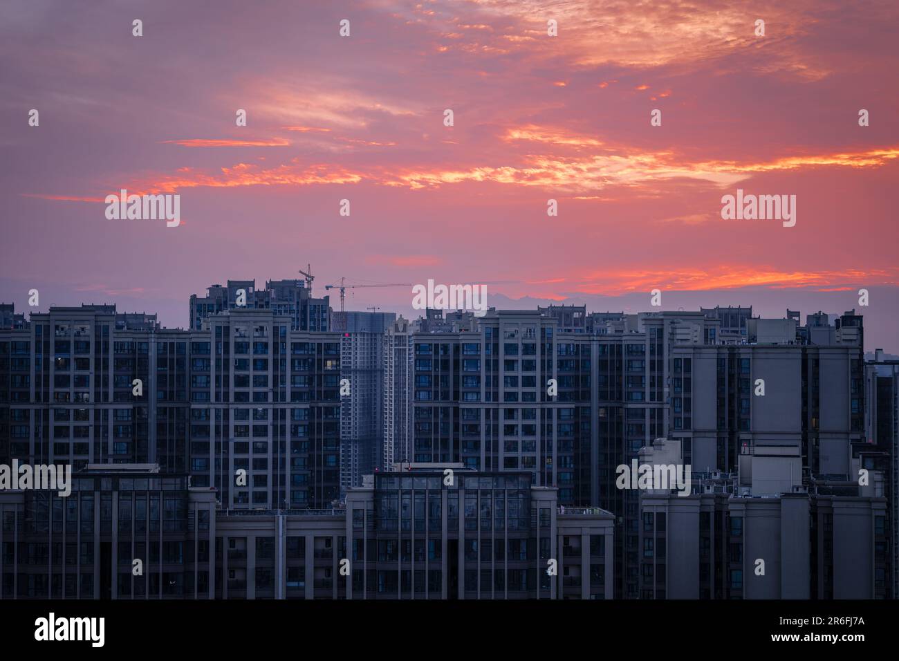 Modern residential buildings in Chengdu at sunset Stock Photo - Alamy