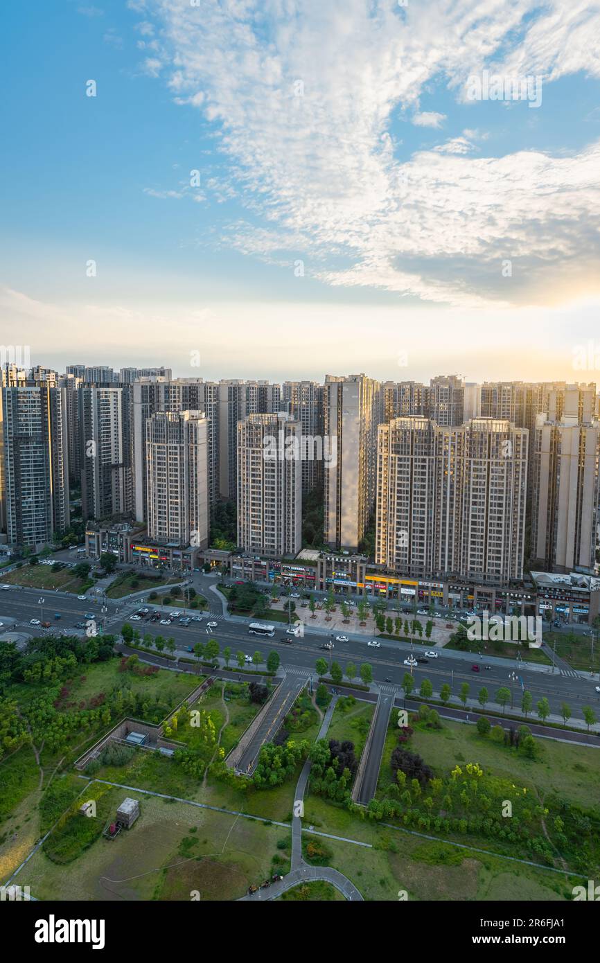 Modern residential buildings in Chengdu at sunset Stock Photo - Alamy