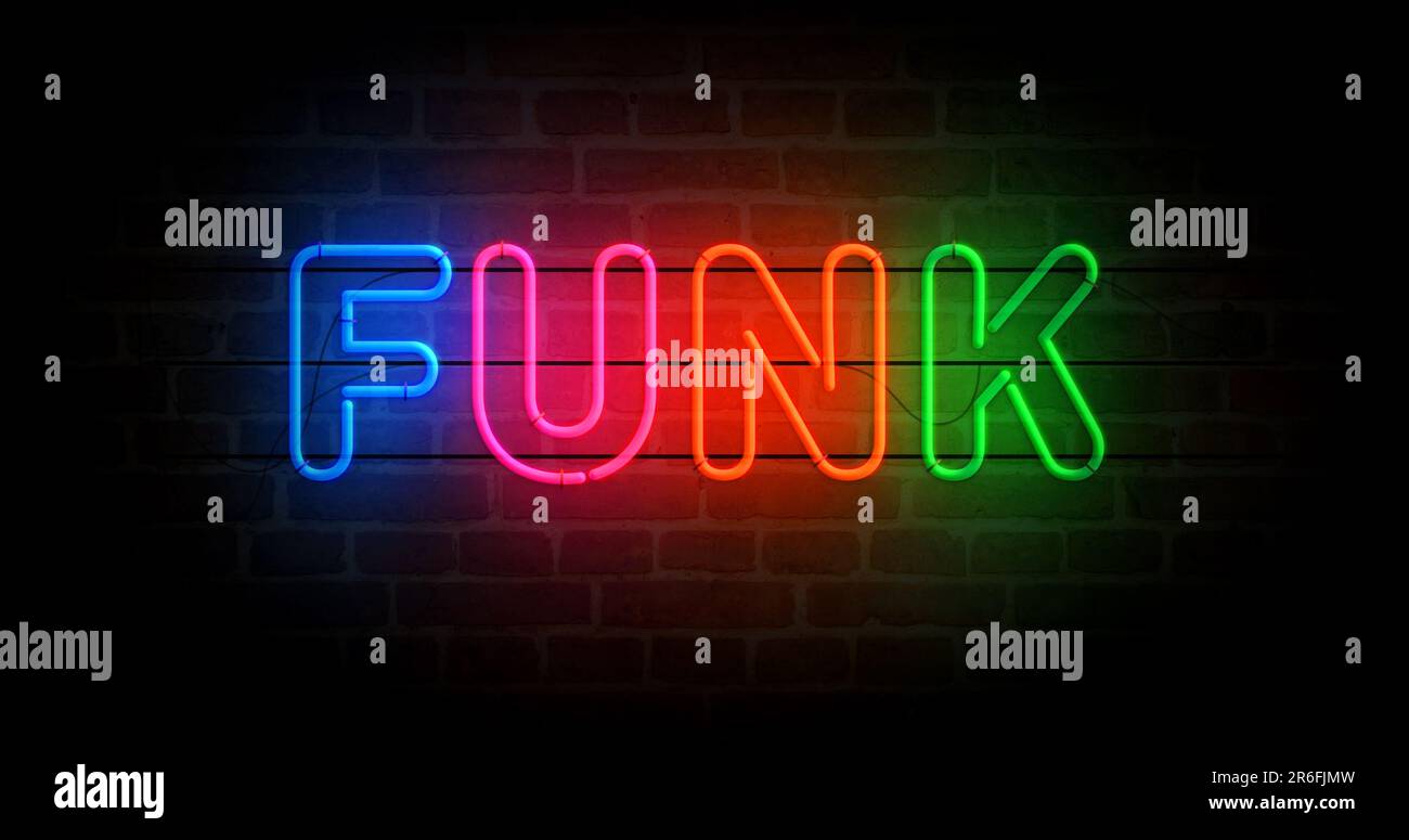 Funk music neon symbol. Funky entertainment retro style light color ...