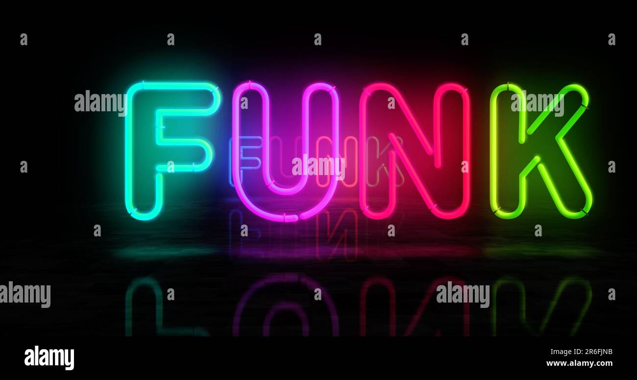 Funk music neon symbol. Funky entertainment retro style light color ...