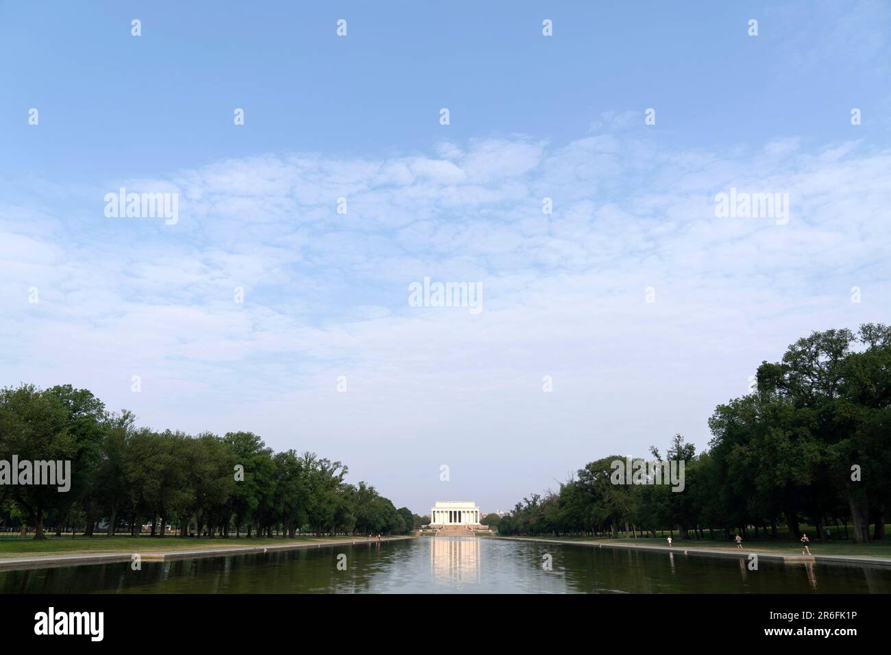 The Lincoln Memorial is seen with a blue sky in the morning in ...