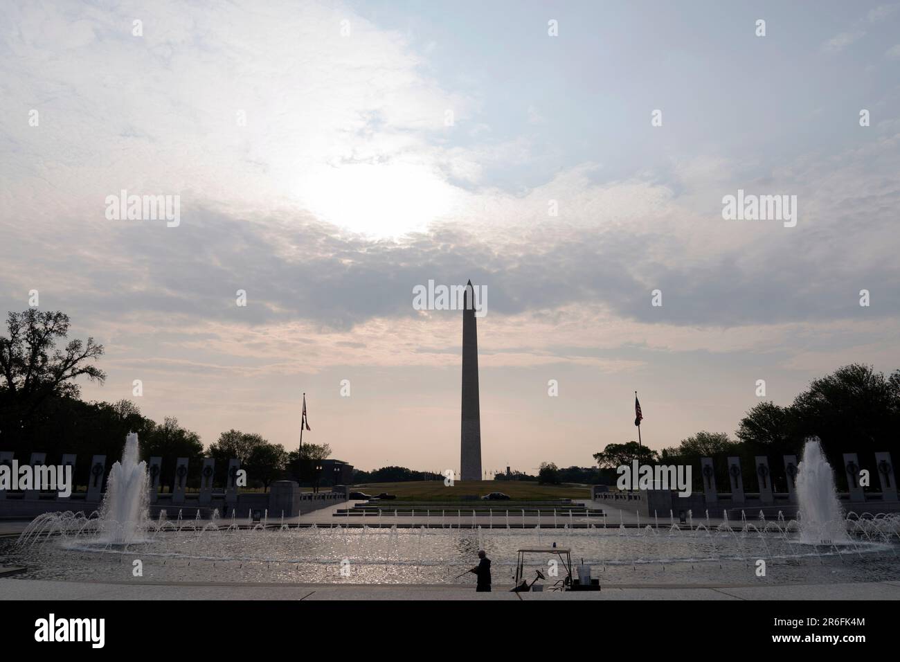 The Washington Monument is seen with a cloudy sky above in Washington ...