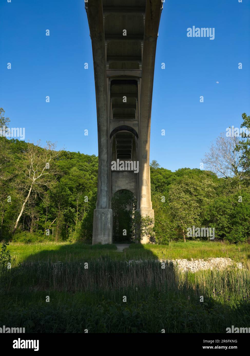 The Ohio Route 82 bridge arches directly overhead in Cuyahoga Valley ...