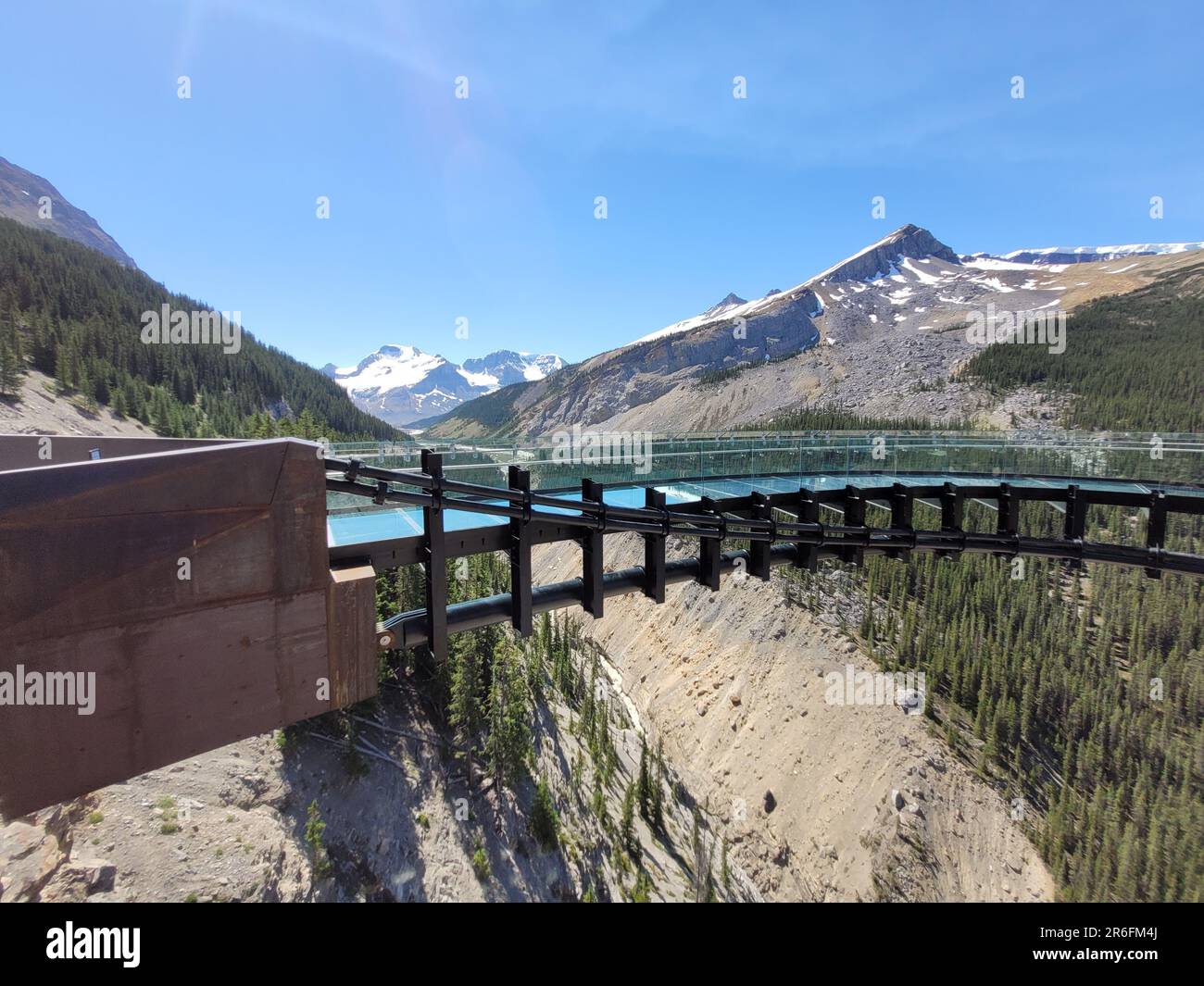A view of the Columbia Icefield Skywalk, a glass-floored walkway built ...