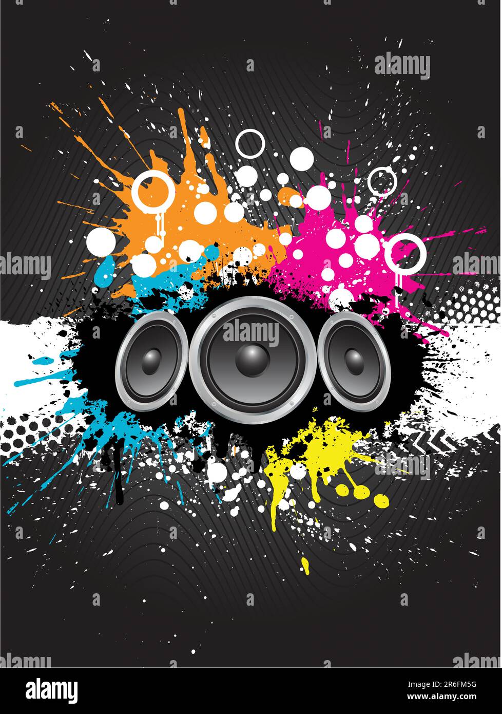 Colourful grunge style music background with speakers Stock Vector ...