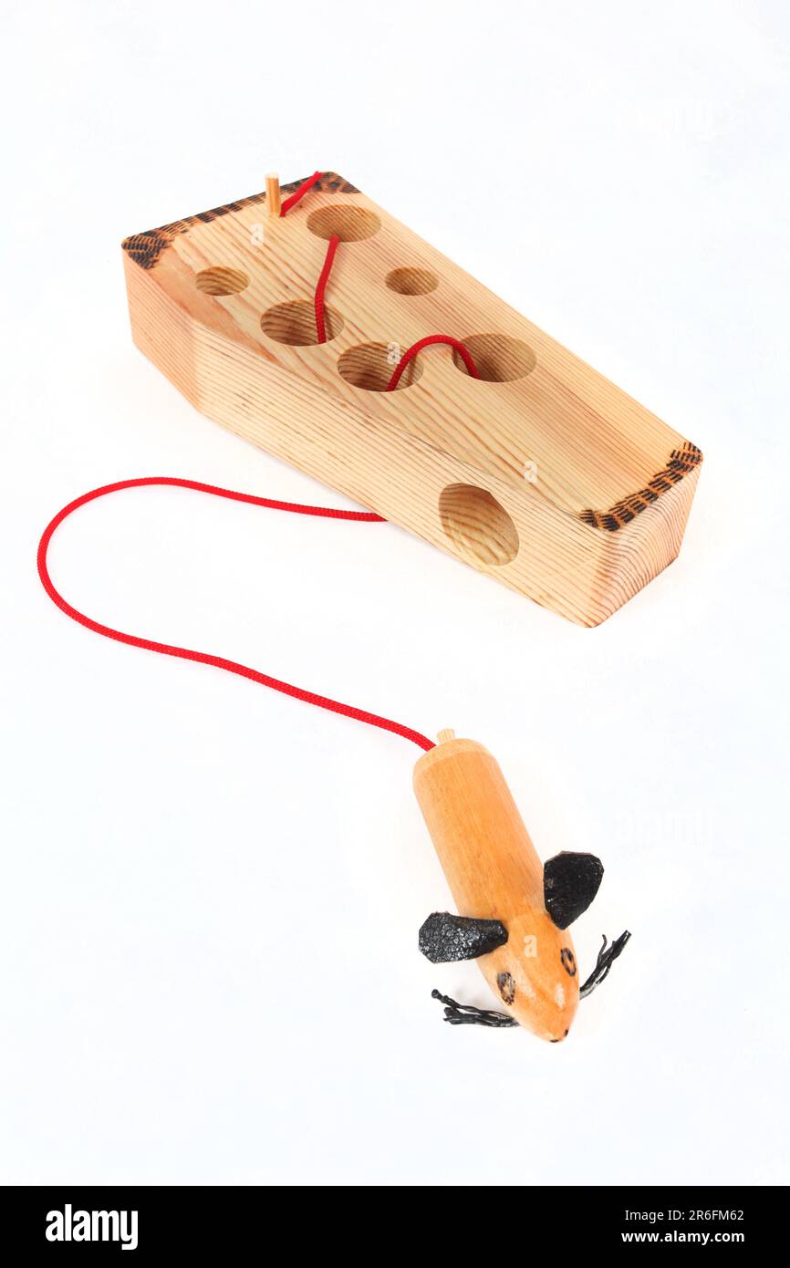 A child's wooden mouse in cheese toy Stock Photo - Alamy