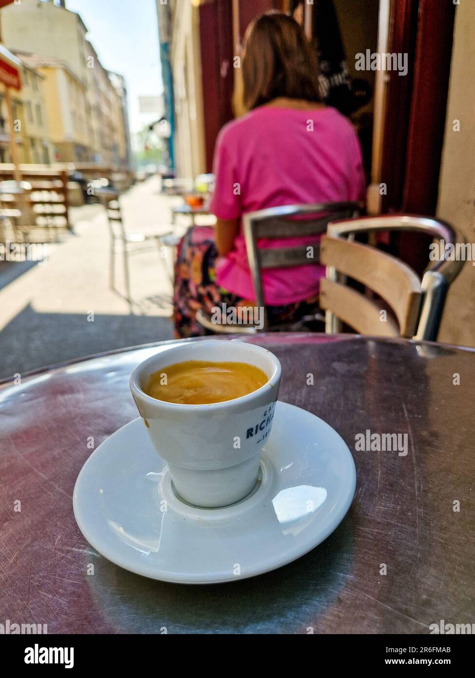 Coffee cup, cafe terrace, Lyon, France Stock Photo - Alamy