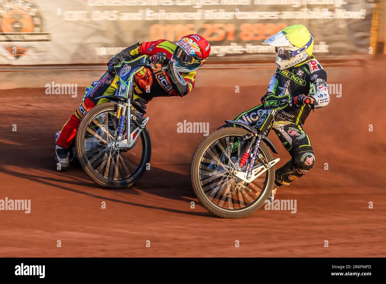 Nick Morris (red), Emil Sayfutdinov (yellow) - Leicester Lions v ...