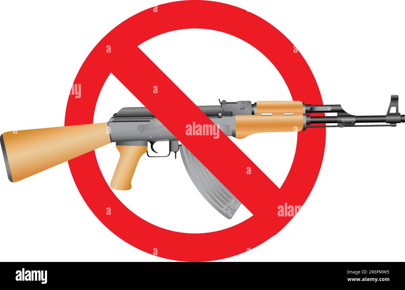 Ak-47 and the interdiction symbol on the white background Stock Vector ...