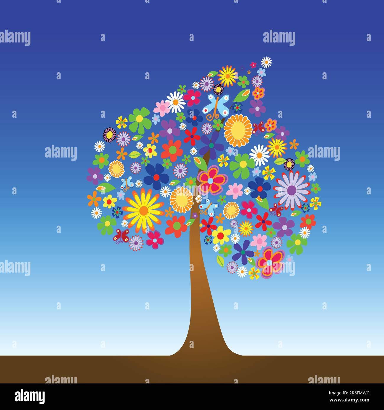 Colorful tree with flowers vector illustration Stock Vector Image & Art ...