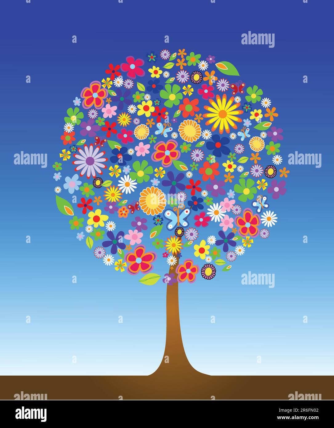 Colorful tree with flowers vector illustration Stock Vector Image & Art ...