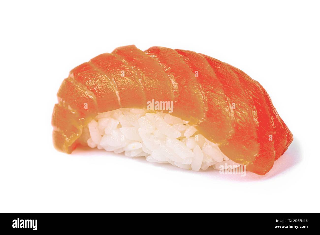 Isolated image of a single piece of nigiri sushi on a white background Stock Photo - Alamy