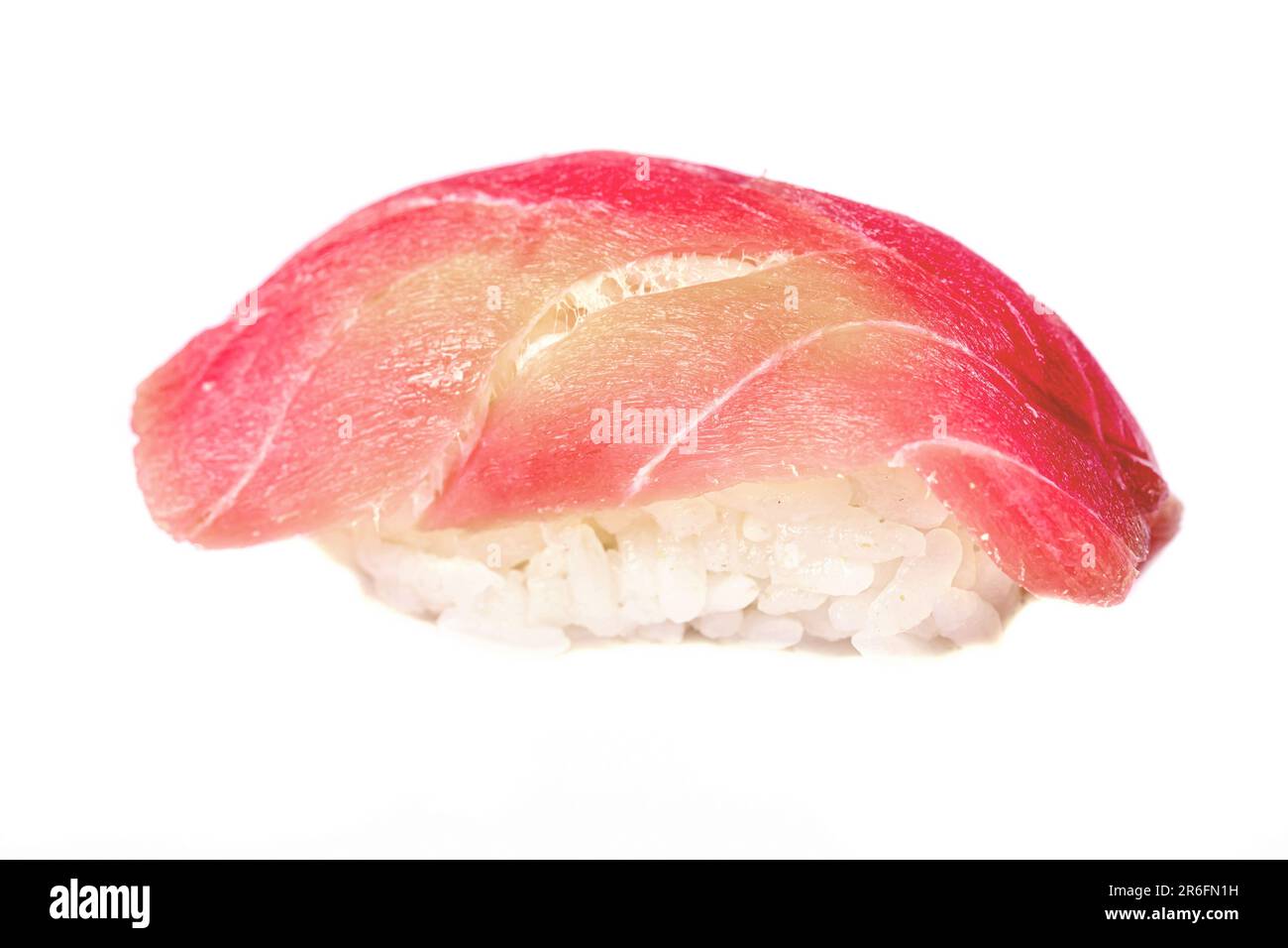 Isolated image of a single piece of nigiri sushi on a white background Stock Photo - Alamy