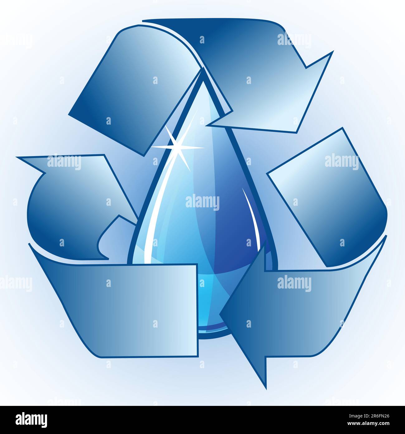 vector illustration icon of blue water drop with recycle sign Stock ...