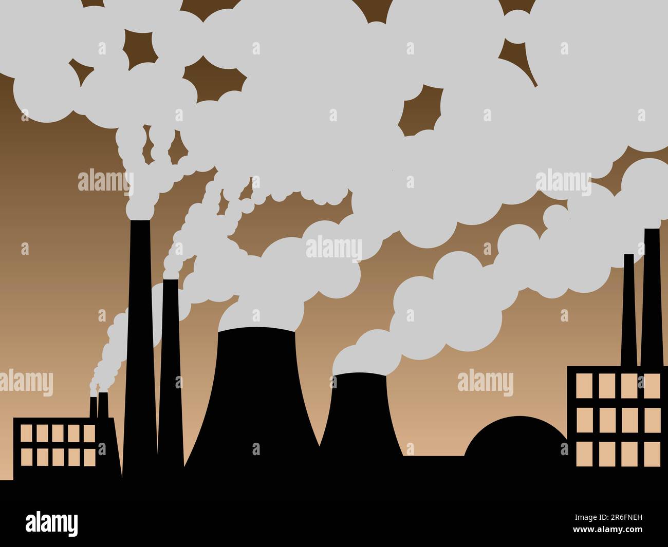 vector illustration of a factory belching out pollution Stock Vector ...