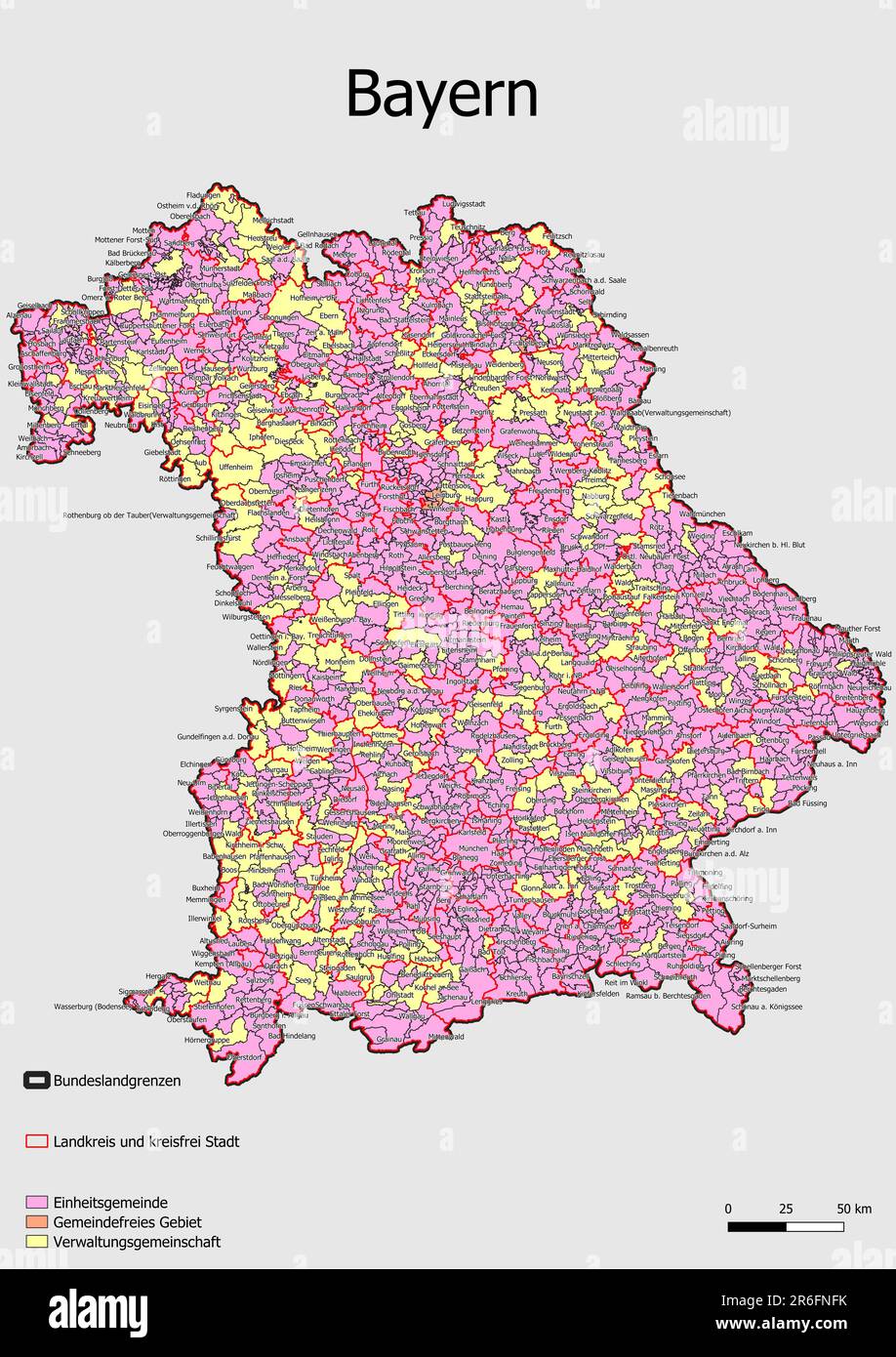 Map Administrative division State of Bayern Unified municipality ...