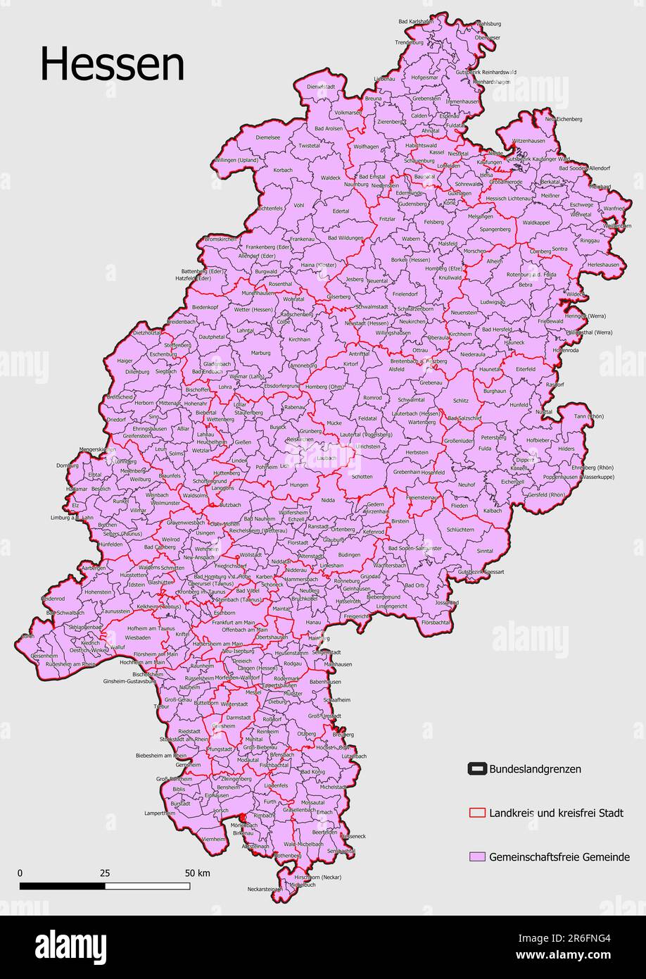 Map Administrative division State of Hessen Unified municipality ...