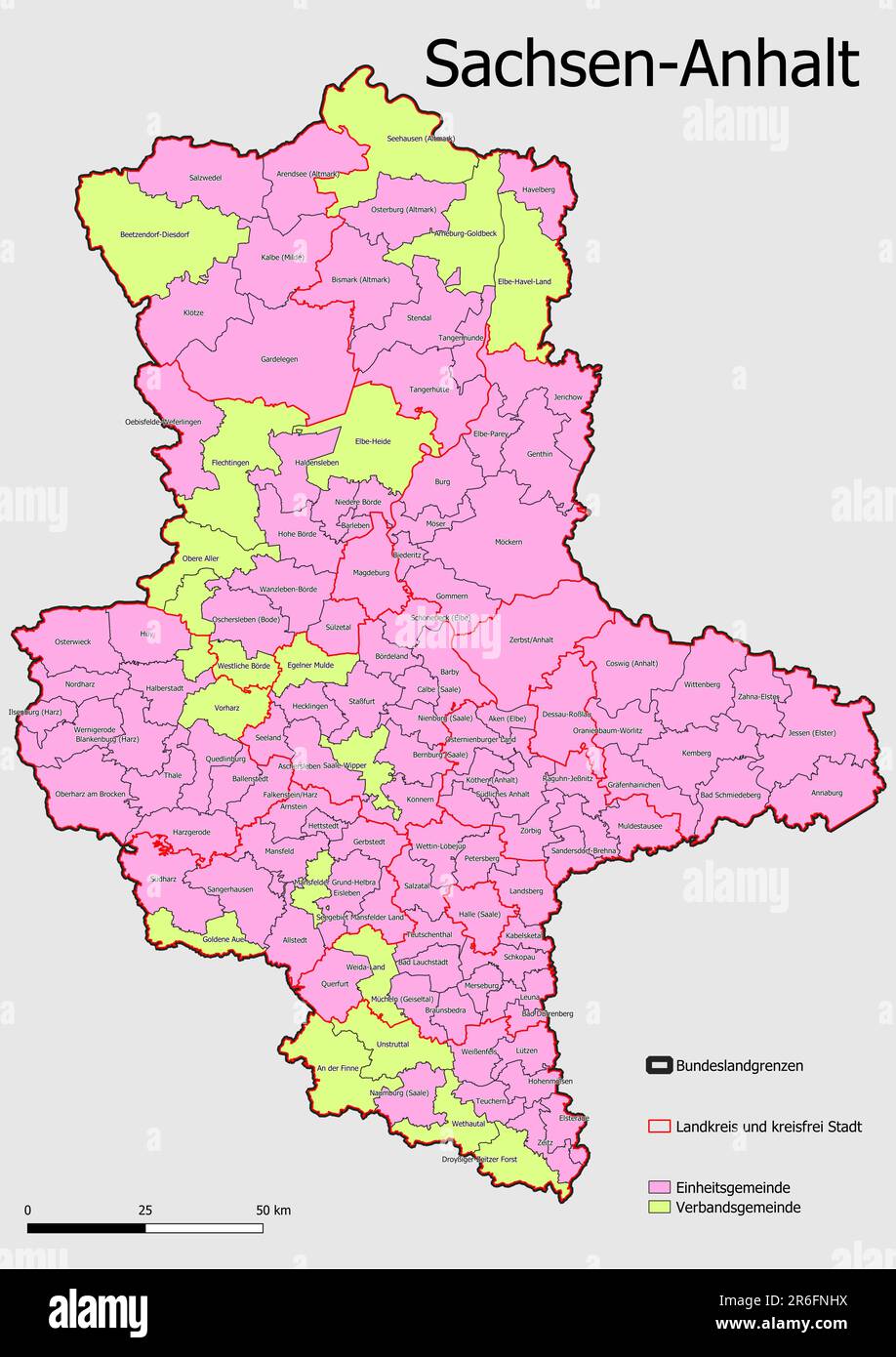 Map Administrative division State of Sachsen - Anhalt Unified municipality, administrative ...