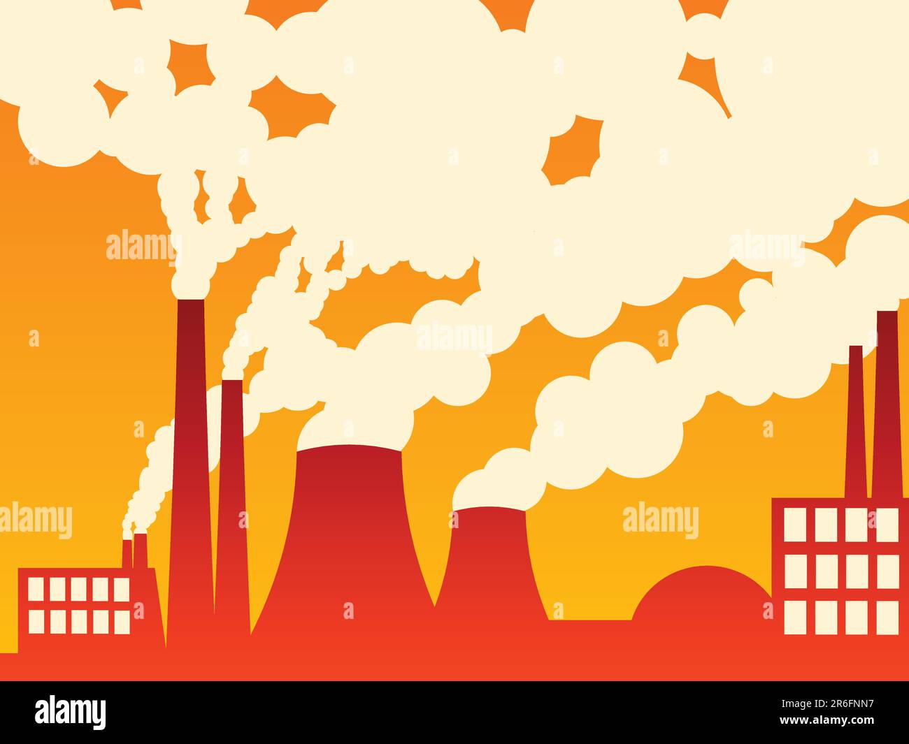 vector illustration of a factory belching out pollution Stock Vector ...