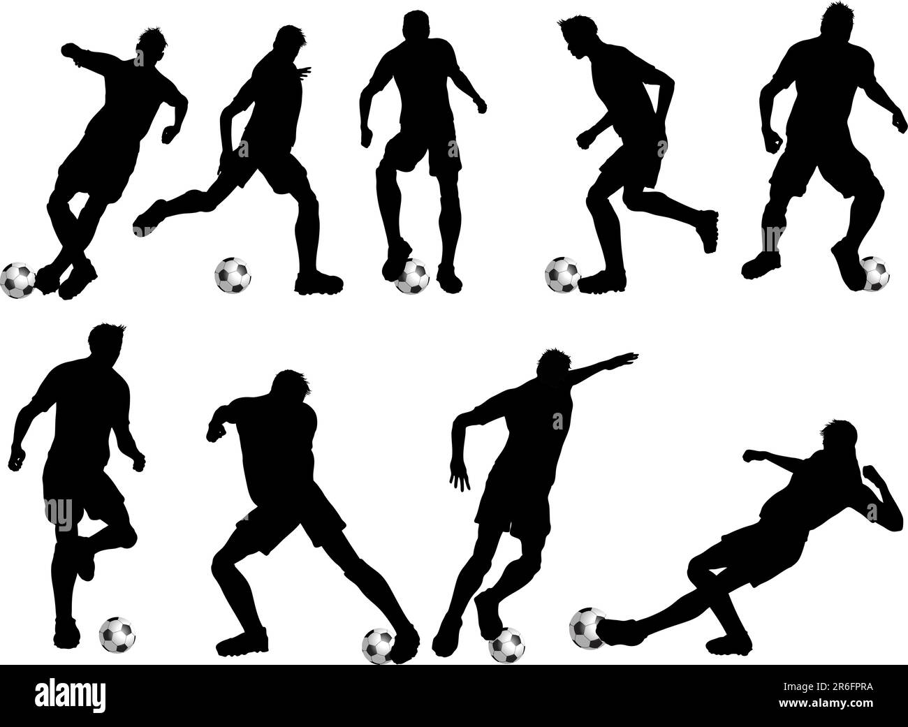 Silhouettes Of Football Players In Various Poses Stock Vector Image And Art Alamy