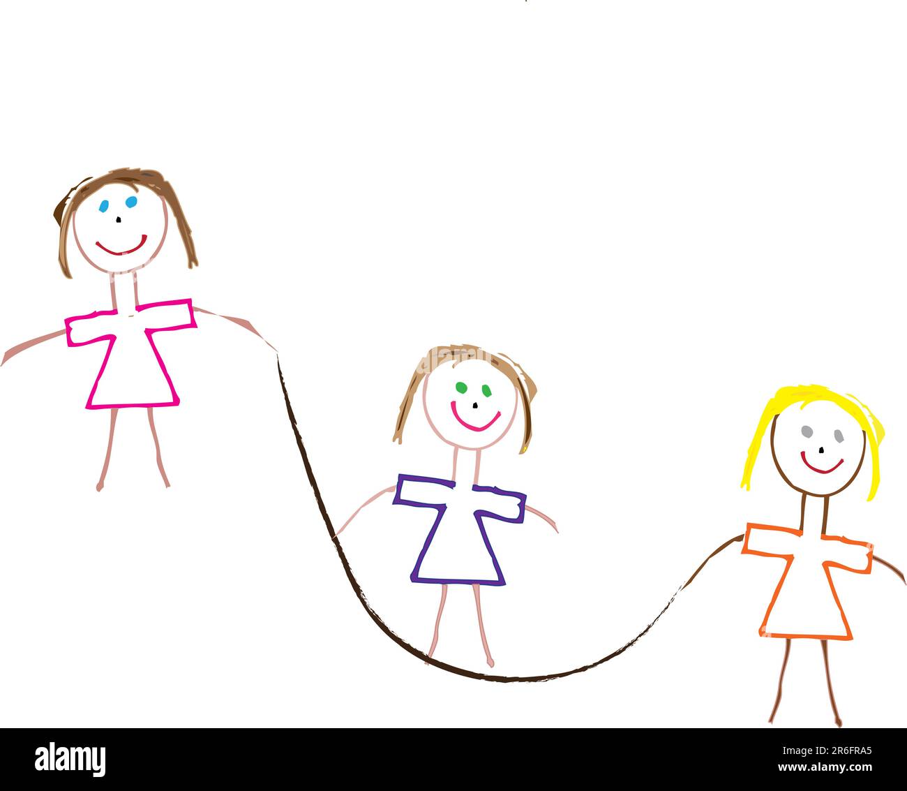 three stick figure girls skipping to keep fit Stock Vector Image & Art ...