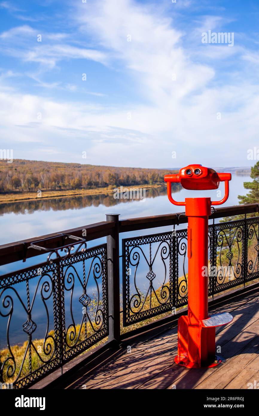 Traveler on observation deck telescope hi-res stock photography and ...