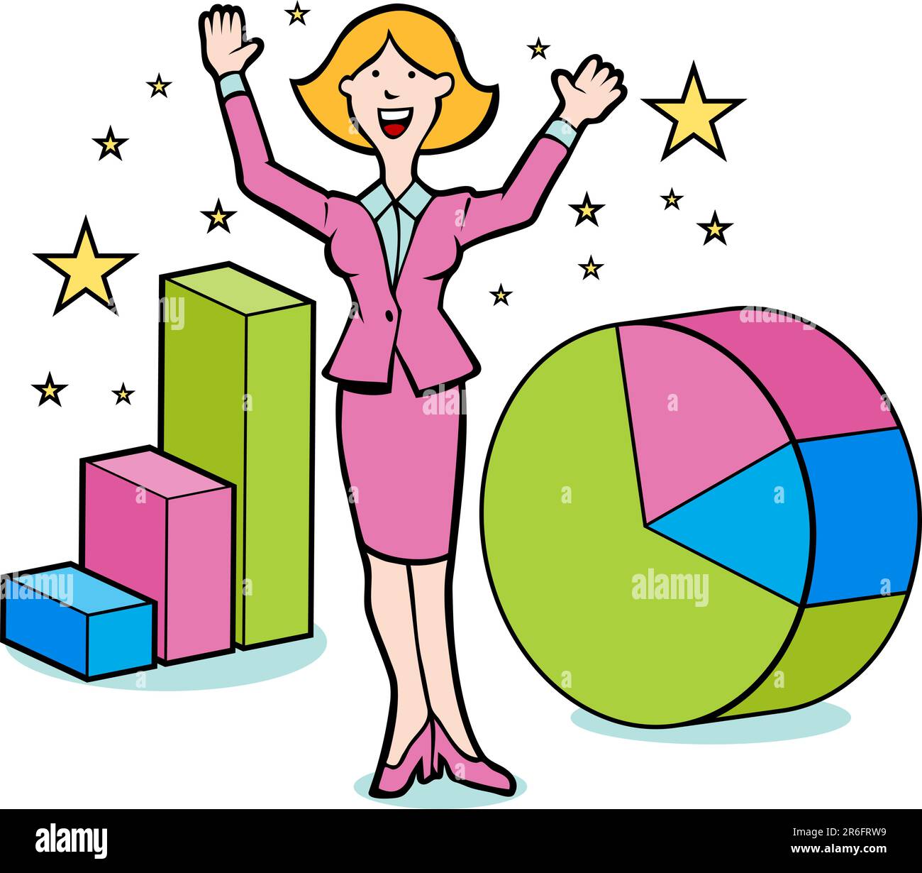 Cartoon of woman magically making business profits Stock Vector Image ...