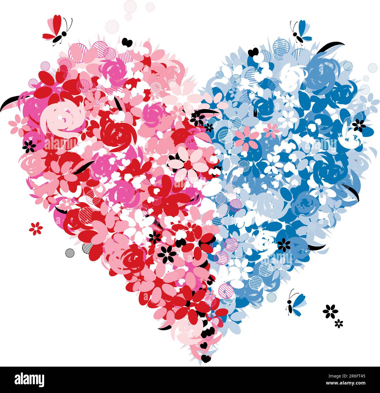 Floral heart shape of two halves Stock Vector Image & Art - Alamy