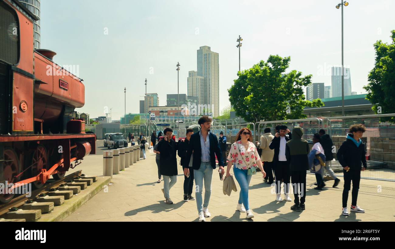 A preserved vintage English 0-6-0 panier tank locomotive named 'Robert ...